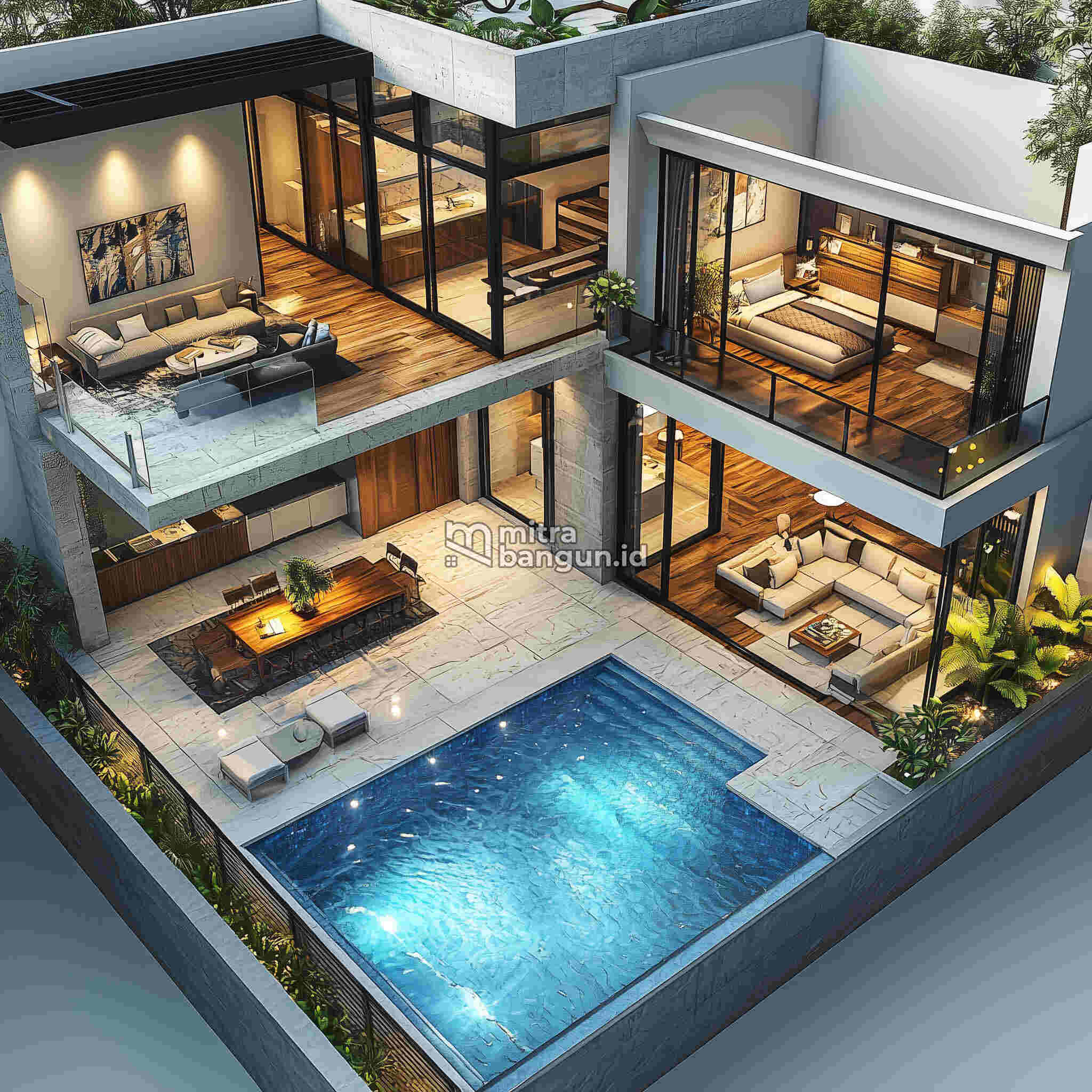 14 Desain Rumah Mewah 2 Lantai Ada Kolam Renang - Mitrabangun.id